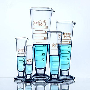 Professional Lab Graduated Measuring Cup Glass Conical Beaker with Spout 50ml Lab Measuring Glass Boro 3.3 Heat Resistant Thicken Glassware (50ml)