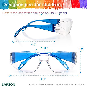 SAFISON 28 Pack Kids Safety Glasses, ANSI Z87.1 Child Size Protective Goggles in 7 Colors, Scratch and Impact Resistant Clear Lens Eyewear with Color Frame for Nerf Party/Science/School Projects