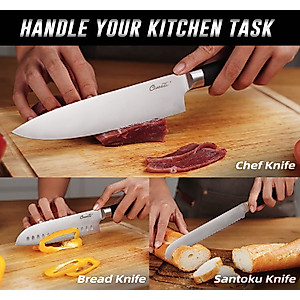 ciwete Chef Knife Set, 6-Piece Kitchen Knife Set with Upgrade 3CR13 Stainless Steel Ultra Sharp Blades, Knives Set with Well Balanced Wood Handle, Chefs Knife Set with Gift Box