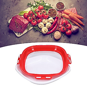 Food Preservation Trays, Food Grade TPU Plastic Wrap, Reusable Food Storage Container Stackable Fridge Organizer Case for Kitchen(Red)