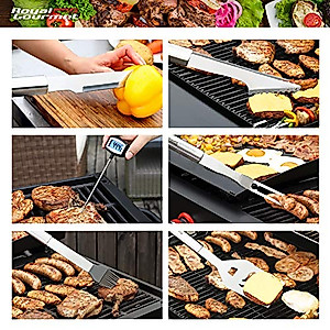 Royal Gourmet TF2006S 20pcs Stainless Steel Barbecue Grilling Accessories Set with Aluminum Case, Best for Outdoor Cooking, Camping and Backyard Barbecue, Silver