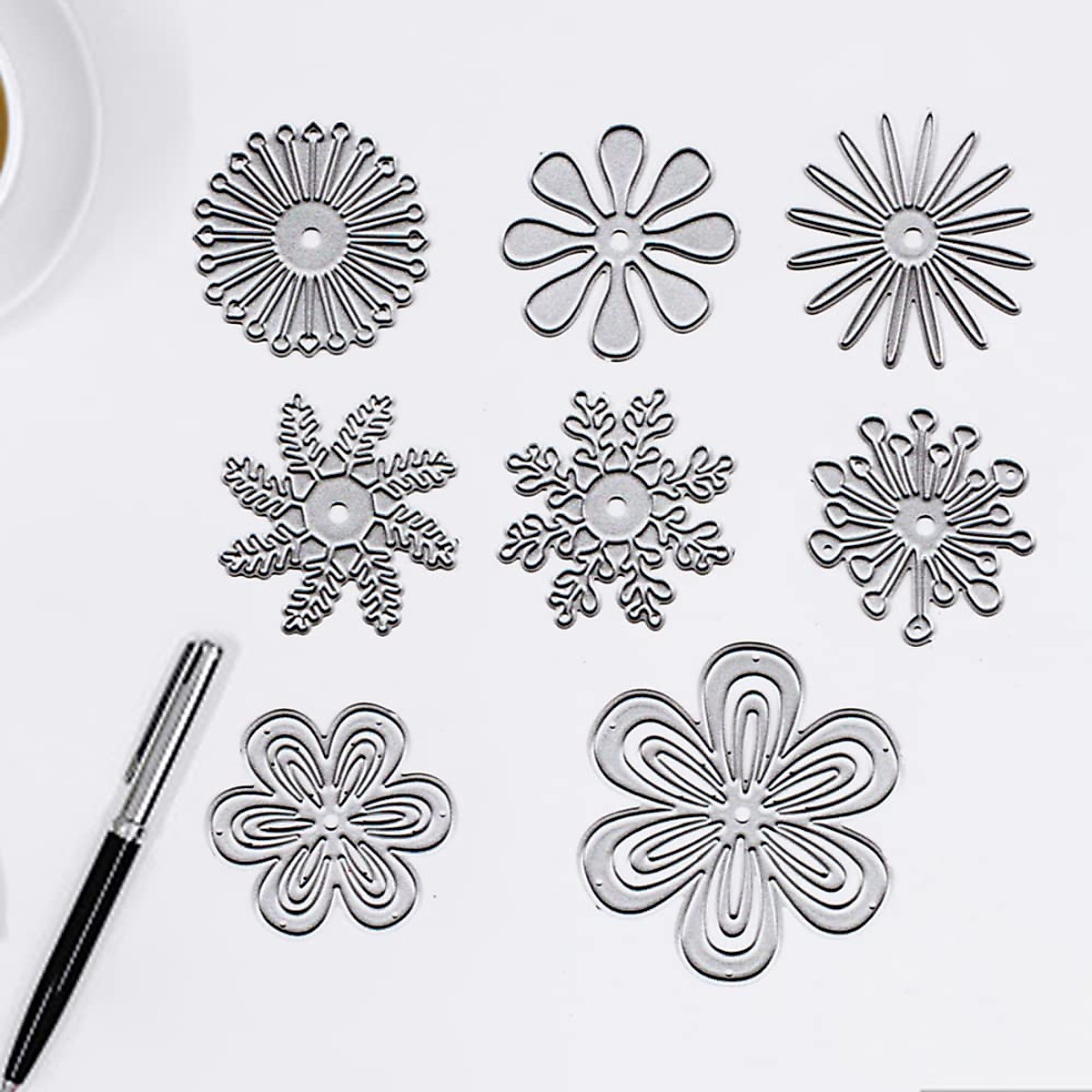 Estivaux Holiday Flowers Frame Die Cuts for Card Making, Floral Flowers Cutting Dies Sets Snowflake Dies Stencils Embossing Template for Scrapbooking DIY Cards Album Crafts Supplies
