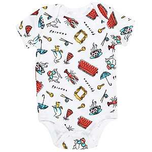 FRIENDS Baby Boys 3 Pack Short Sleeve Bodysuit Grey/Black/White 0-3 Months