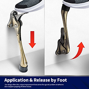 HOME&I Kickdown Door Stopper, 6-Inch Commercial Heavy Duty Door Stop Holder Kick Door Kickstand Height-Adjustable Rubber Foot (Black)