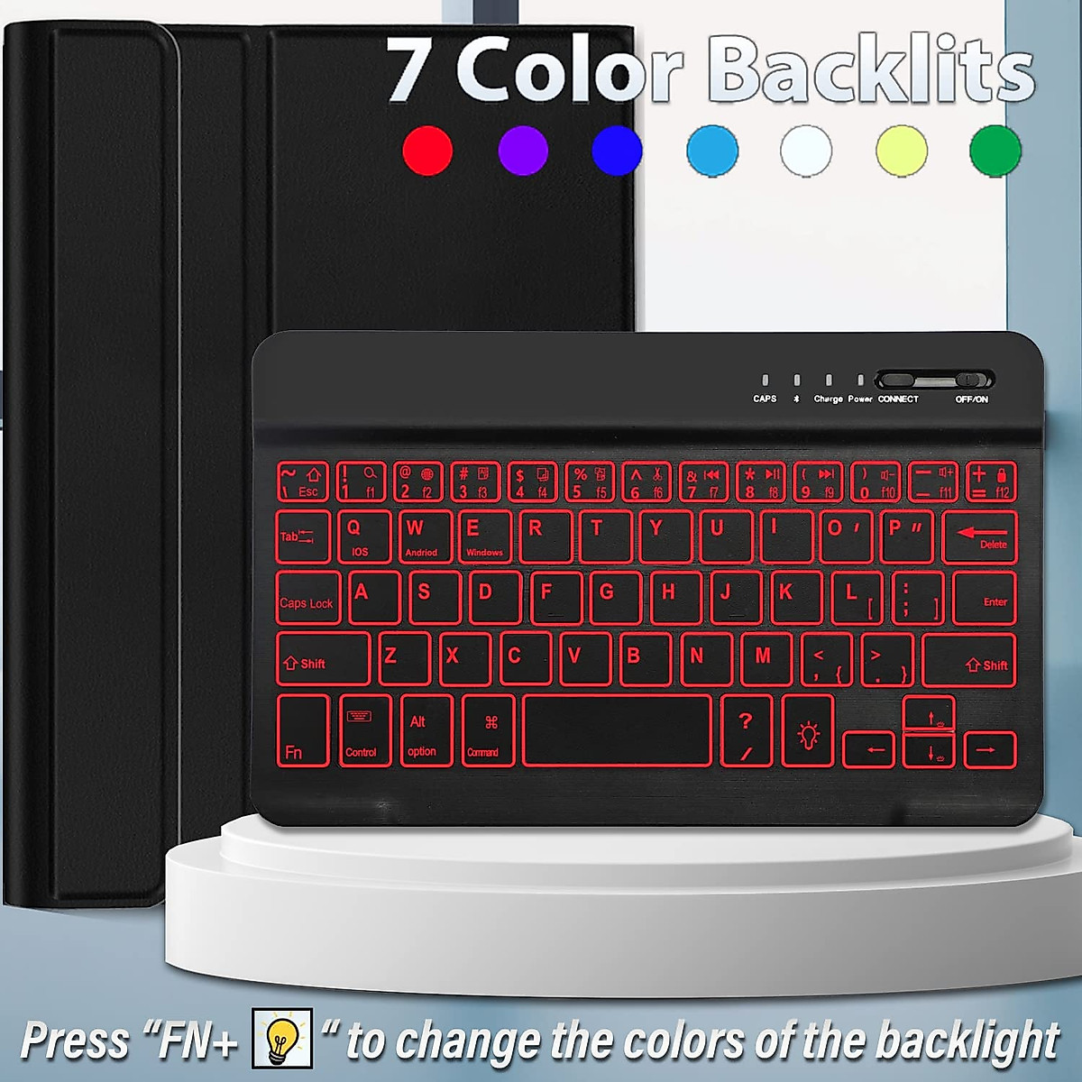 REAL-EAGLE Backlit Keyboard Case for Galaxy Tab A7 Lite 8.7 2021[SM-T220/T225], 7 Colors Light Detachable Wireless Keyboard Protective Case Cover for Samsung Galaxy Tab A7 Lite 8.7 Inch