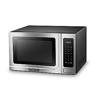BLACK+DECKER EM036AB14 Digital Microwave Oven with Turntable Push-Button Door, Child Safety Lock, Stainless Steel, 1.4 Cu.ft