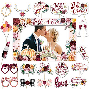 Fall Bridal Shower Decorations, Fall in Love Bridal Shower Photo Booth Props Fall in Love Photo Frame and Wedding Photo Booth Props for Fall Theme Bride to Be Bachelorette Engagement Wedding Decor
