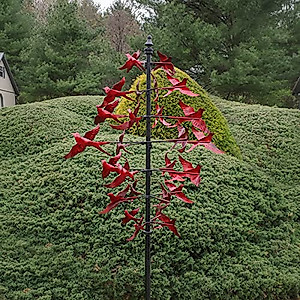 Treasure Gurus Large Red Cardinal Metal Wind Spinner 3D Bird Sculpture Kinetic Garden Yard Art Patio Decor