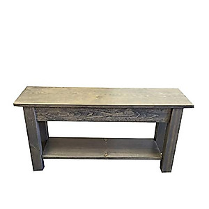 Cape Cod Rustic Farmhouse Bench with Shelf