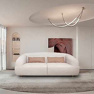 Acanva Modern Barrel Back T-Shaped Seat Cushion Design Living Room Sofa, 69" W Loveseat, Cream