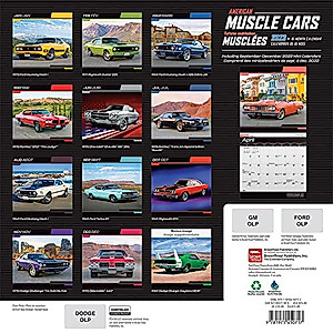 American Muscle Cars OFFICIAL | Voitures Américaines Musclées OFFICIEL | 2023 12 x 24 Inch Monthly Square Wall Calendar | Foil Stamped Cover | English/French Bilingual | BrownTrout | USA Motor Ford Chevrolet Chrysler Oldsmobile Pontiac