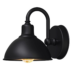 Naurham Barn Light Gooseneck Light- Small Farmhouse Outdoor Lighting, 1-Light Outdoor Gooseneck Lighting Farmhouse Wall Sconce for Patio Porch Garage (6.4" Diameter, 1pc)