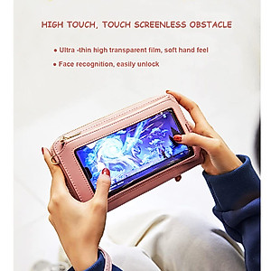 KAKKOII Touch Screen Phone Bag, Crossbody Cell Phone Purses For Women, Leather Clutch Bag, Multi Card Organizer, Shoulder Handbag Wallet(Pink)