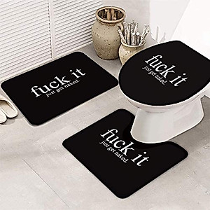 Fashion_Man GET Naked Black Shower Curtain Waterproof Fabric Cloth Polyester Bath Curtain, Anti-Slip Floor Mat Toilet Lid Cover Toilet Rugs Bath Mat, Cool Modern Bathroom Decor, Full Set (4pcs)