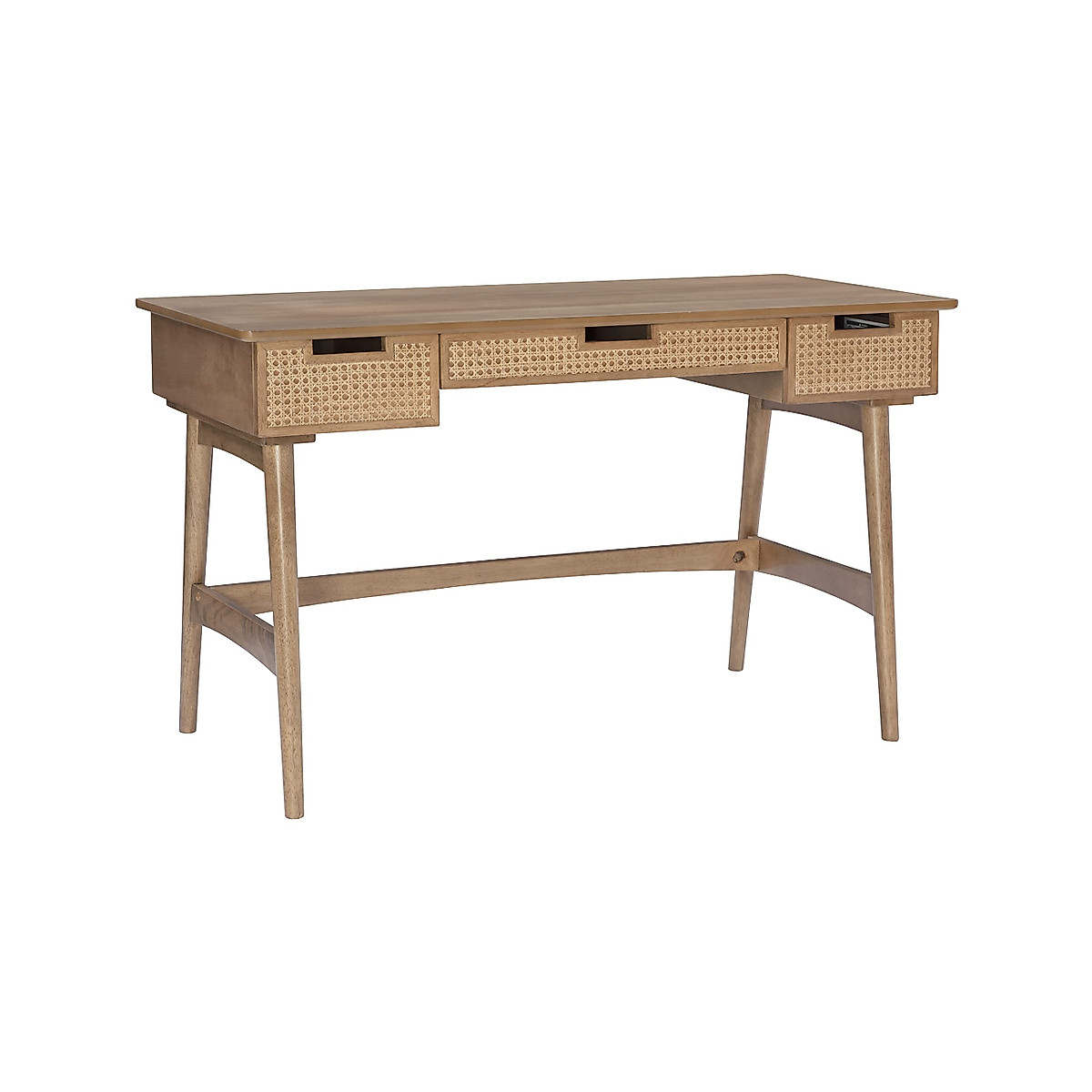 Linon Natural Dutton Wood and Rattan Desk