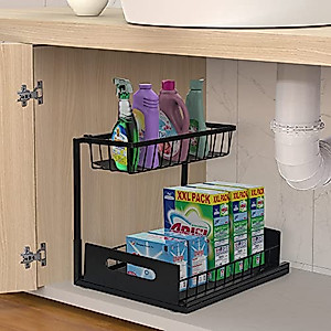 Under Sink Organizers and Storage, Under Sink Organizer, Under Sink Kitchen Rack, Pull-Out Home Organizers, 2-Tier Slide Out Sliding Shelf Under Cabinet Storage