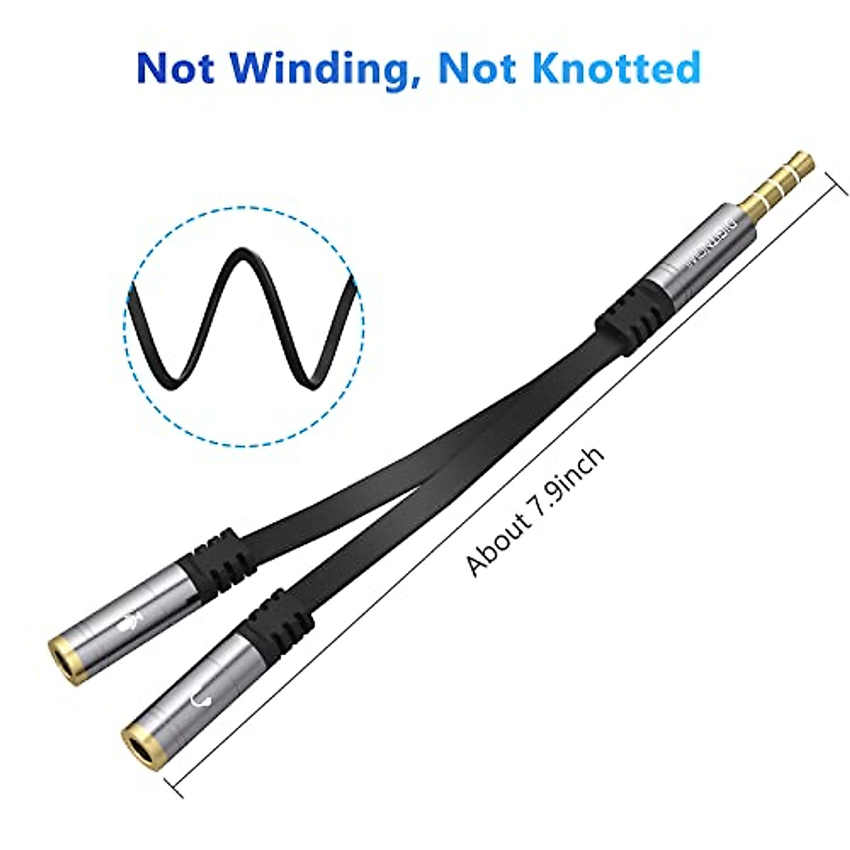 DIGITNOW 3.5mm 4 Pin Male to 2x3.5mm 3 Pin Female Combo Audio Splitter Y Adapter Cable Compatible for PS4,PS5,Xbox One S,Nintendo Switch,Tablet,Mobile Phone,PC Gaming Headsets and New Version Laptop