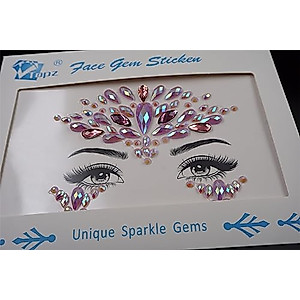face jewels festival for women mermaid purple face gems glitter halloween Rhinestone Face tattoo Eyes face body temporary tattoos for edm music festival (S056)