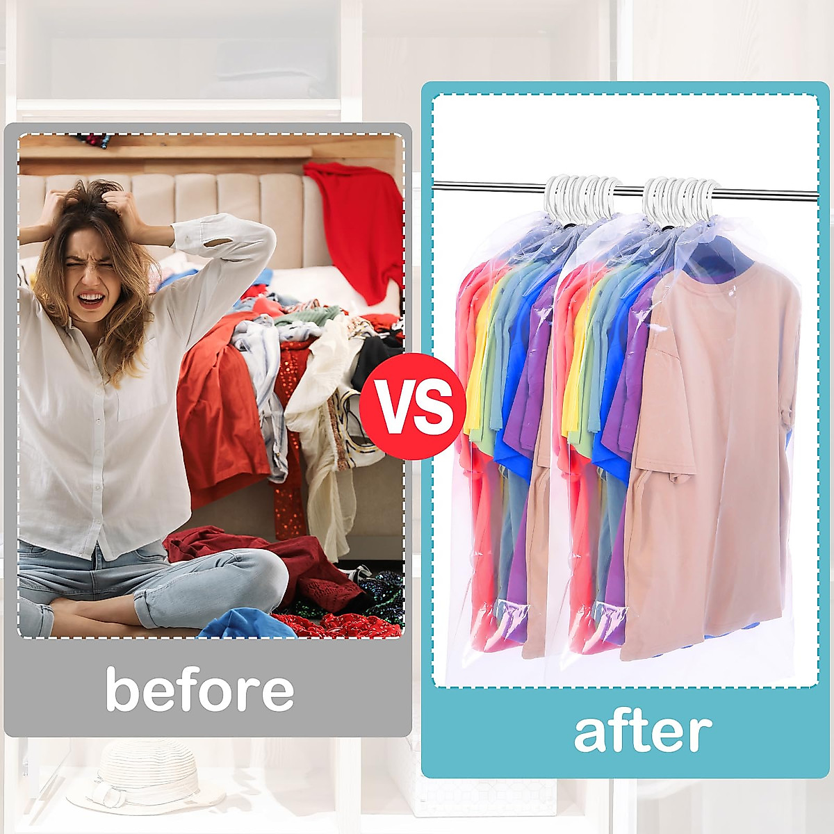 Huhumy 24 Pcs Heavy Duty Garment Moving Bags 24'' x 40'' Large Moving Bags to Transport Clothes Without Folding, Water Resistant, Ideal for Outerwear Jackets Shirts Drawstring Garment Storage Bags