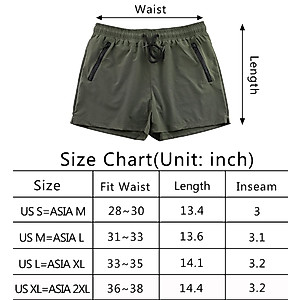 Rexcyril Men's Athletic Gym Workout Shorts 3 Inch Quick Dry Running Bodybuilding Short Shorts with Liner and Zipper Pockets, Black, Medium