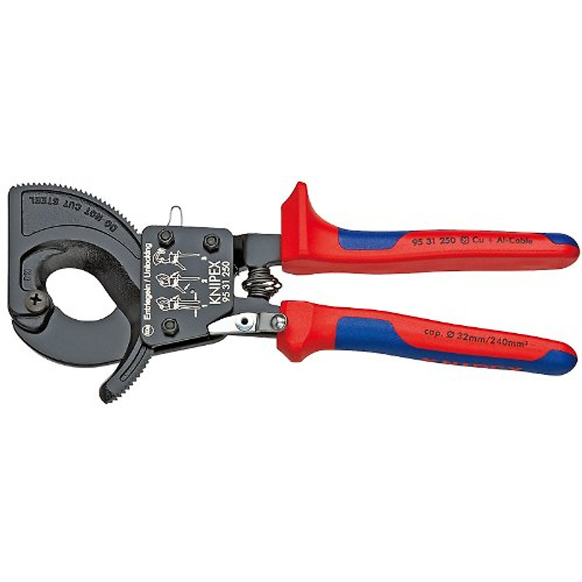 KNIPEX Ratcheting Cable Cut and Dismantling Knife-1000V Insulated Bundle