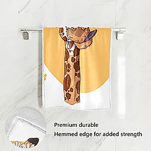 HUSSRITY Funny Giraffe with Daisies Towels Super Soft Hand Towel Highly Absorbent Washcloths Quick Dry Bath Towel 30x15 Inch Durable Lightweight