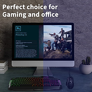 RaceGT Gaming Keyboard,114 Keys Full Size Wired LED Backlit with Dedicated Multimedia Keys Wrist Rest Mechanical Feeling Keybaord Compatible for Computer PC Laptop Xbox