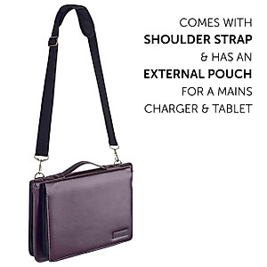 Broonel Purple Leather Laptop Messenger Case - Compatible with Toshiba Satellite Radius 12 / Toshiba Satellite Radius 11