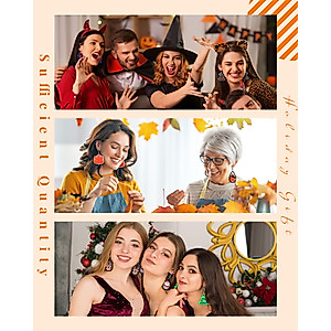 Tigeen 24 Pairs Festival Wood Cute Painted Holiday Wooden Teardrop Dangle for Gift(Pumpkin, Snowman)