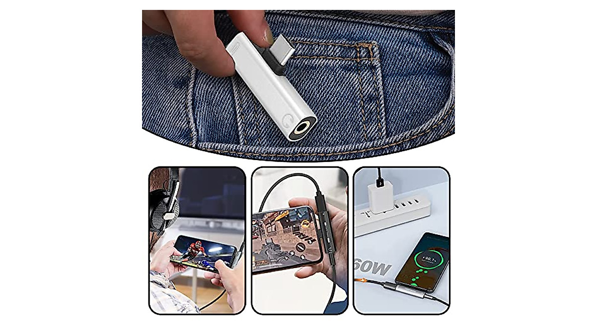 USB c to 3.5mm Audio Adapter Jack Headphone Adapter Dongle Dual Adaptor 2 in 1 to Aux Adapter ...