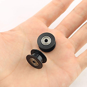 E-outstanding 2pcs Black 20T 20Teeth 3mm Inner Bore Idler Timing Pulley with Bearing 2GT Aluminium Alloy H Type GT2 Synchronous Wheel Without Teeth for 6mm Width Belt 3D Printer CNC Mechanical Drive