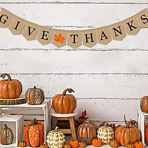 Give Thanks Banner, Thanksgiving Decorations Burlap Banner Thanksgiving Decor Friendsgiving Party Home Decoration