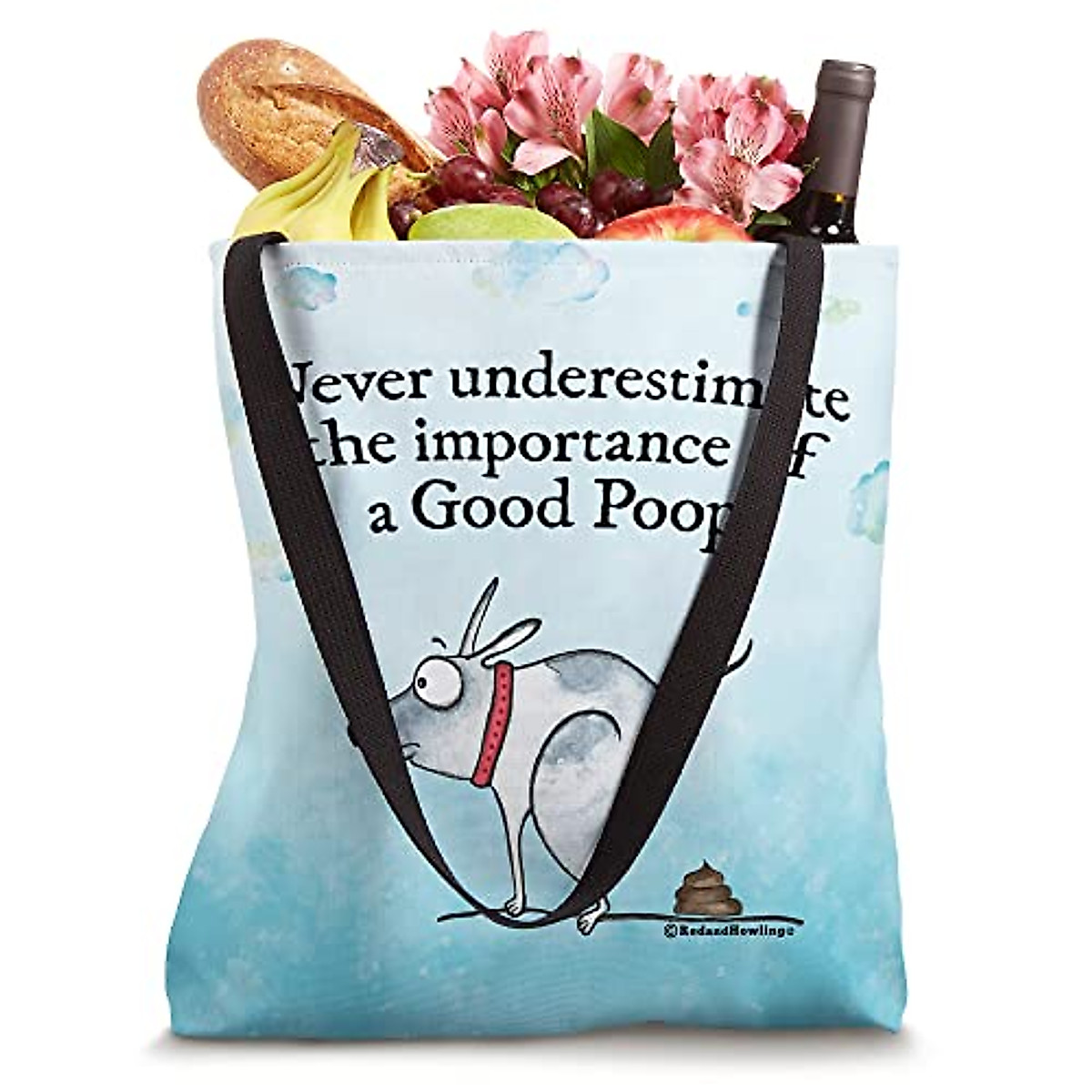 Red and Howling Importance of a Good Poop Funny Dog Tote Bag