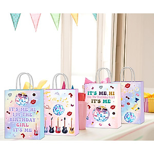 SNABETNA Music Birthday Party Paper Bags Decorations,16pcs Goodies Bags,Double Sided Birthday Paper Bags With 4 Styles, Music Theme Birthday Party Favors