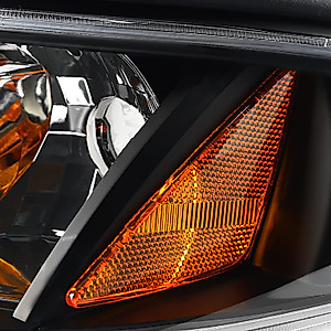 SPEC-D TUNING Black Housing Clear Lens 1PC Headlights + Corner Lights Compatible with 1994-1998 Ford Mustang L+R Pair Head Light Lamp Assembly