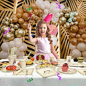 AIBIIN 112 PCS Princess Party Plates Princess Birthday Decorations Once Upon a Time Castle Princess Party Tableware Set Purple Floral Napkins for Girl Baby Shower Party Decor Supplies Favors Serves 16