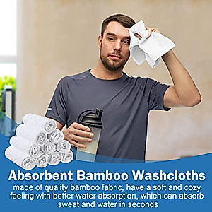 80 Pcs Bamboo Washcloths Towel Bulk 10 x 10 Inch White Washcloths Set Baby Wash Cloth for Bathroom Bamboo Soft Wash Cloths for Face Reusable Absorbent Bathroom Washcloths