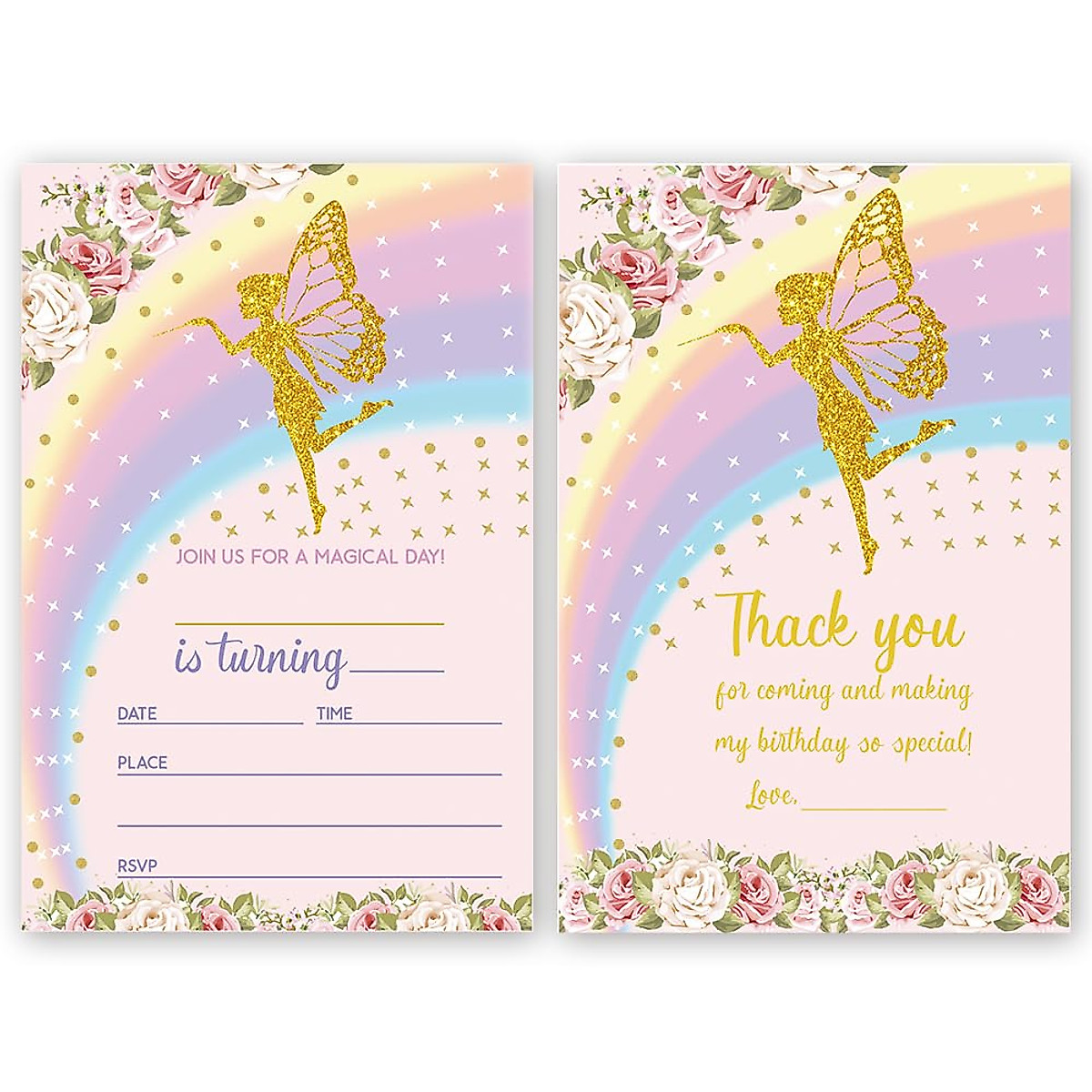 FujLoy Fairy Invitation, Fairy Birthday, Fairy birthday party, Fairy Birthday Decorations.（068）
