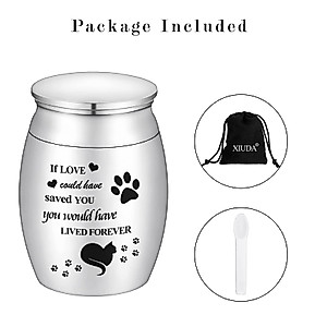 1.57 Inches Mini Small Cat Urn for Ashes Tiny Cremation Urn for Pet Ashes Mini Cat Paw Keepsake Urns Stainless Steel Small Ashes Urns Mini Small Urn for Cat Ashes Holder