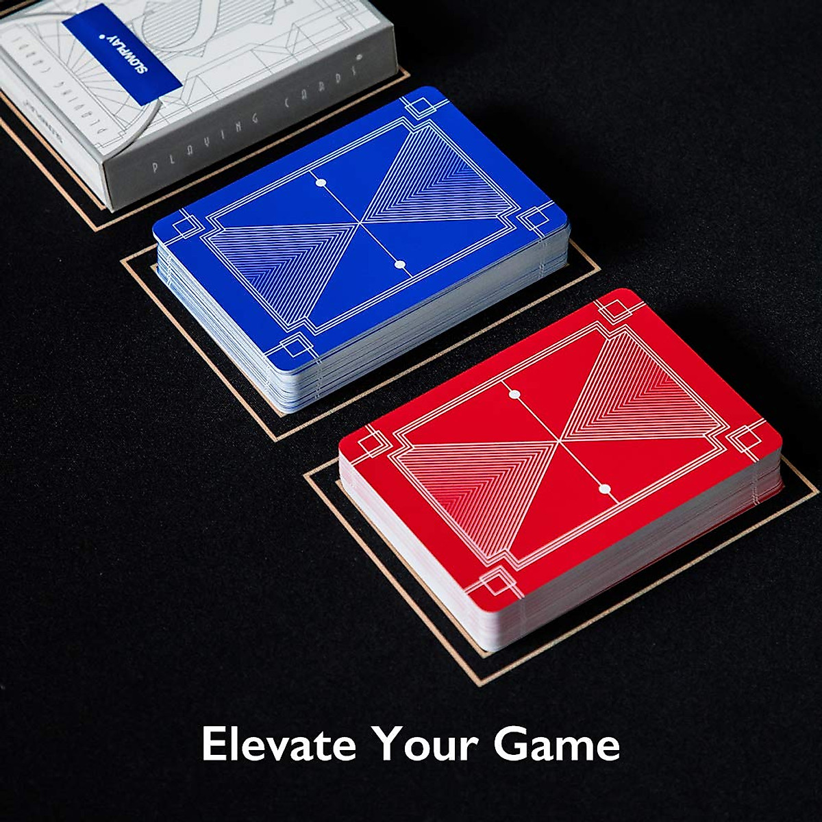 SLOWPLAY 100% Plastic Playing Cards, 2-Deck Poker Card Set, Jumbo Index, Poker Size, Superior Flexibility and Durability, Waterproof & Washable, Professional Playing Cards for Texas Hold’em Poker