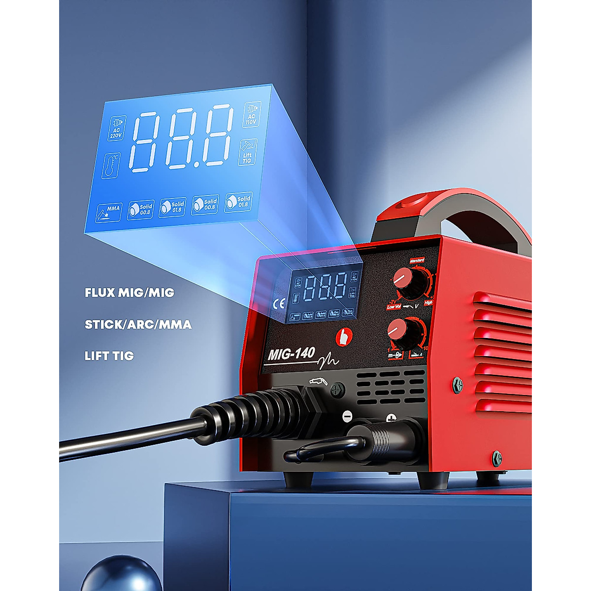 SILVEL MIG Welder 110V, 3 in 1 140A MIG/ARC/Lift TIG Welding Machine, Flux Core Welder with IGBT Inverter, Portable Gas/Gasless Welder Machine for Home Welder