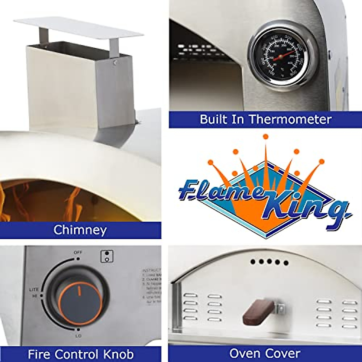 Flame King Propane Gas Pizza & Food Outdoor Oven for Camping, Backyard, Tailgating