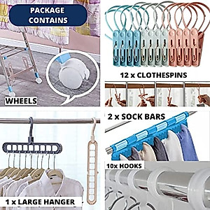 TTW Clothes Drying Rack, 3 Level Foldable Laundry Drying Rack Collapsible, Drying Rack Clothing, Extra Accessories and Wheels