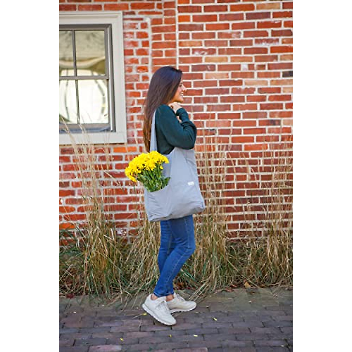 Full Circle Unise Reusuable Reusable Grocery Tote and 3 Reusable Produce Bags, Gray, Reusable Tote Market Bag