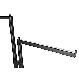 Black 2-Way Clothing Rack with Straight Arms and Chrome Accents - Adjustable from 48" to 72" - Straight Arms are 16'' - Use for Retail, Restaurants, and Home Storage