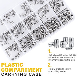 Bonost 440Pcs Set Screw Assortment Kit Metric - M2.5 M3 M4 M5 M6 M8 Stainless Steel Hex Allen Head Socket Grub Screw, Small Set Screws for Door Handles, Bathroom Fixture