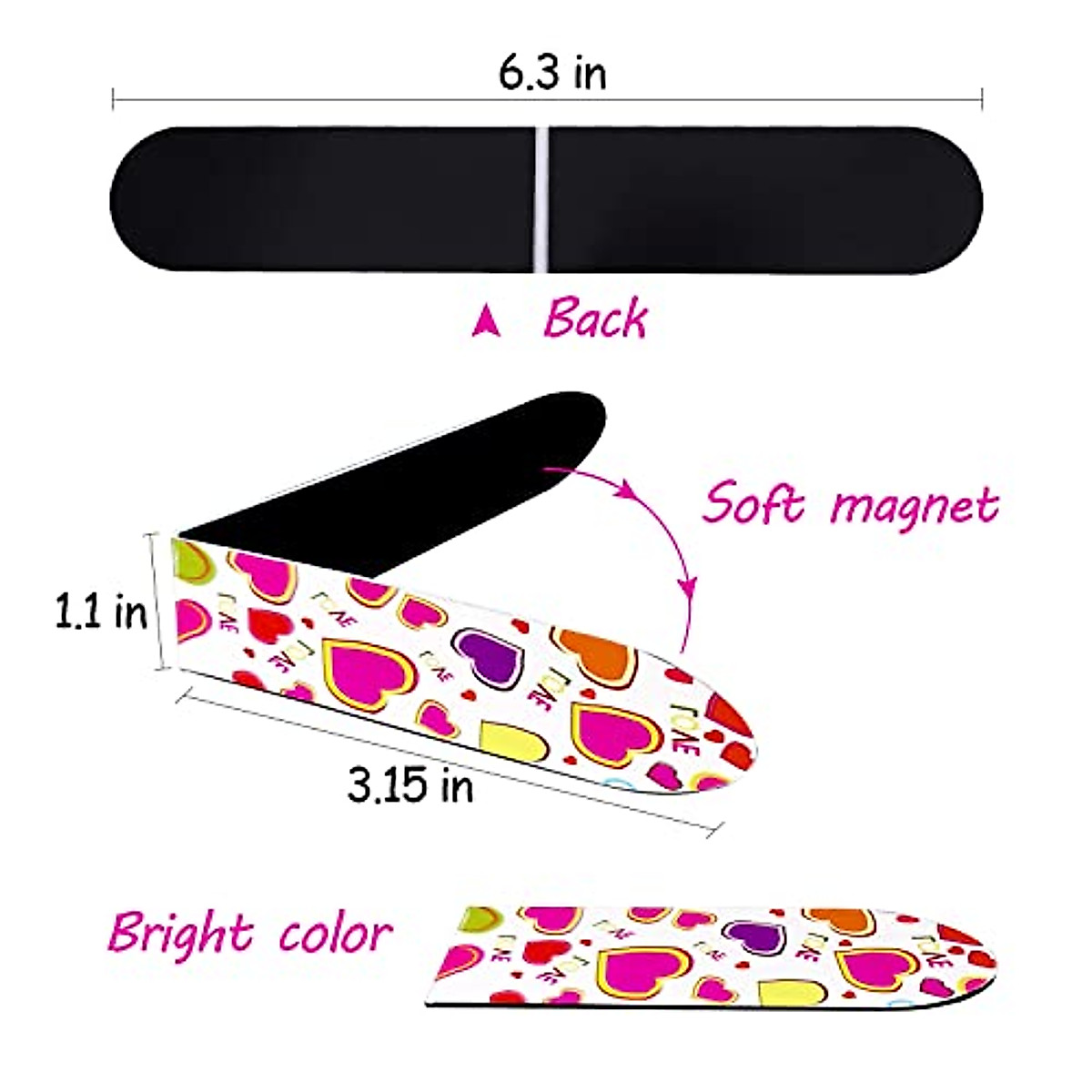 36 PCS Magnetic Bookmarks Valentine's Day Gifts for Kids Valentines Bookmark with 12 Different Cute Designs for School Prizes Classroom Exchange Party Supplies