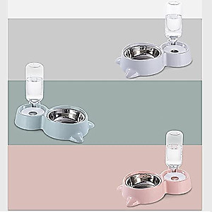 FUUIE Bowls for Food and Water Automatic Pet Cat Dog Feeder Bowls Water Dispenser Kitten Drinking Bowl Dogs Feeder Food Dish Stainless Steel Pet Bowl Goods (Color : Gray)