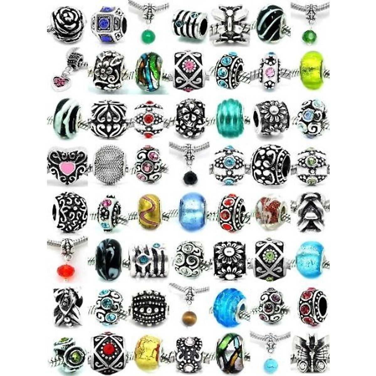 Sexy Sparkles Ten (10) of Assorted Charm Beads Charms Spacers for snake Chain charm Bracelet