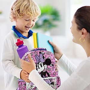 Fast Forward Minnie Mouse Backpack with Lunch Box 16 inch - 6-Piece Set, Minnie Mouse Bookbag, Perfect for Back to School & Elementary Age Girls